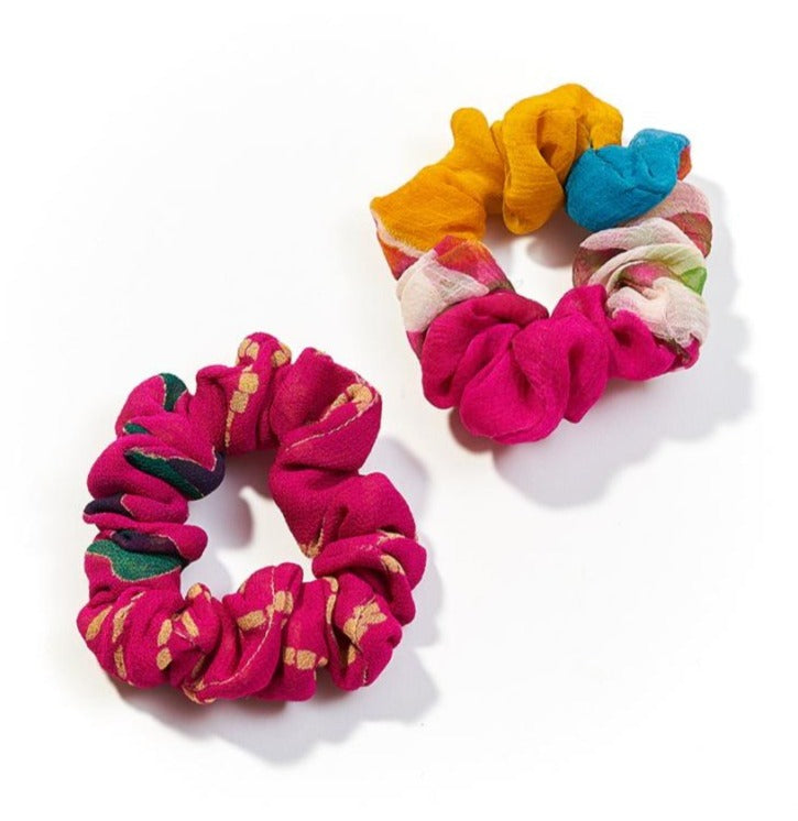 Upcycled Sari Scrunchies - 2/Set – Hamro Village